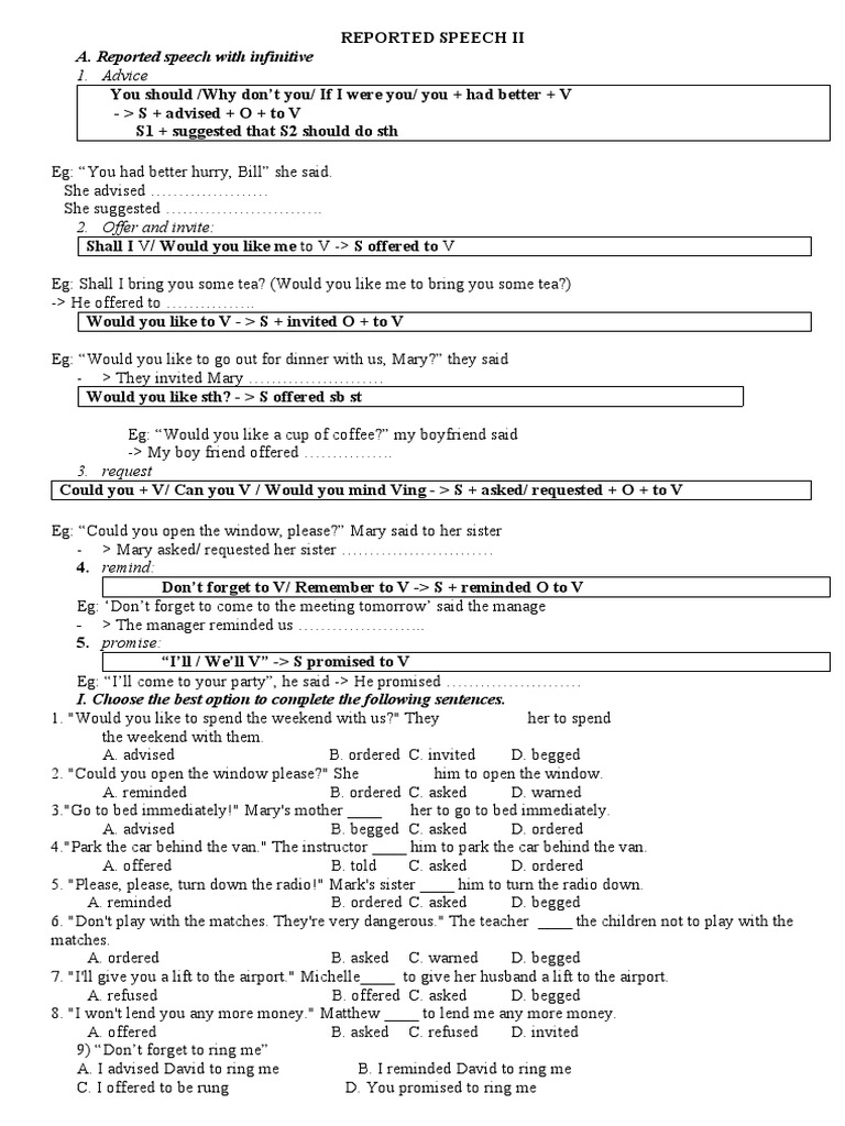 REPORTED SPEECH II - On He | PDF