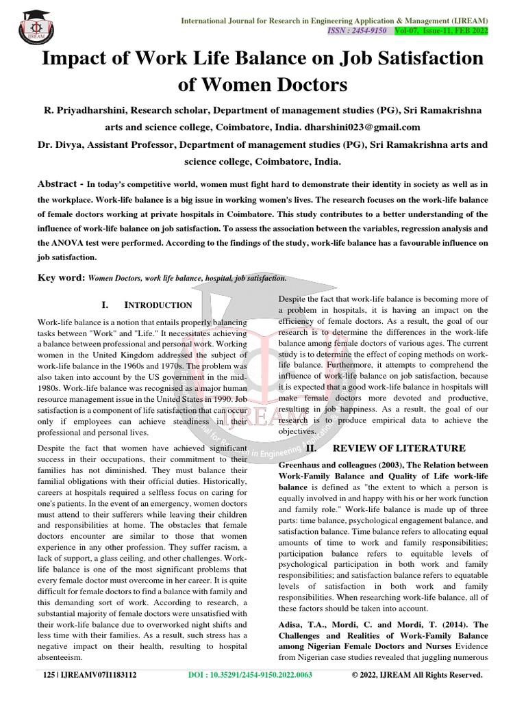 Impact of Worklife Balance | PDF | Job Satisfaction | Employment