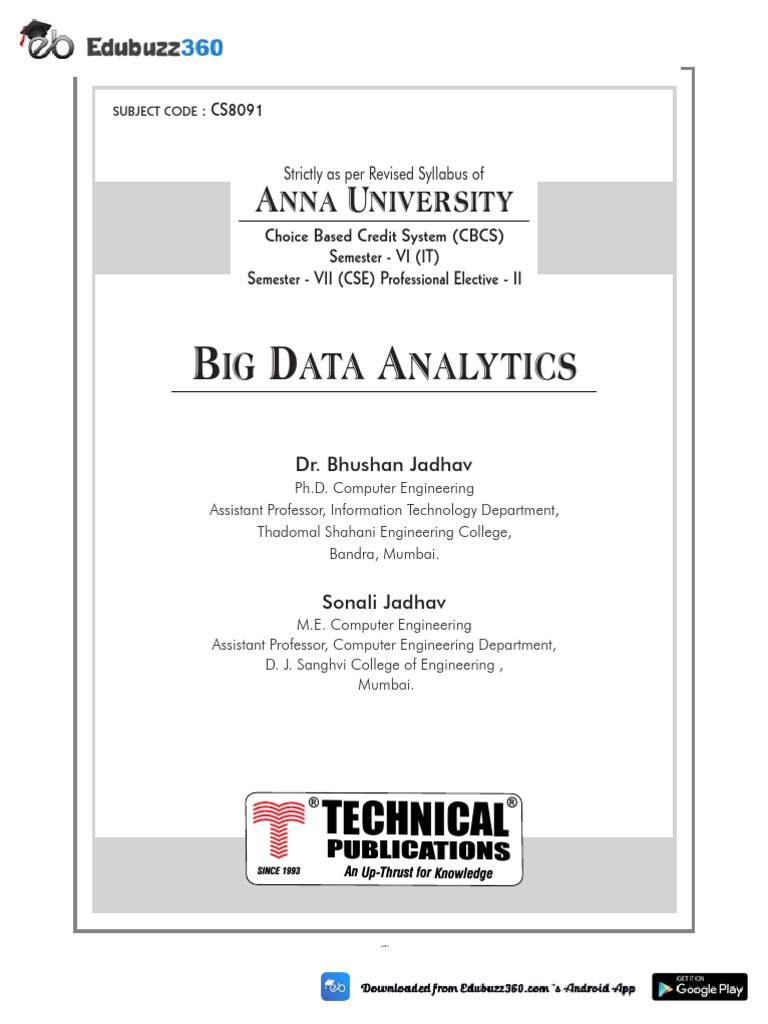 Big Data Analytics TEXTBOOK | PDF | Apache Hadoop | Map Reduce