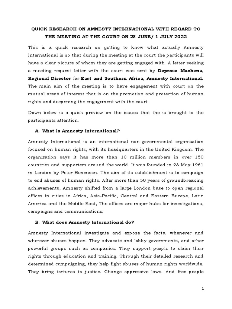 Amnesty International | PDF | Amnesty International | Human Rights