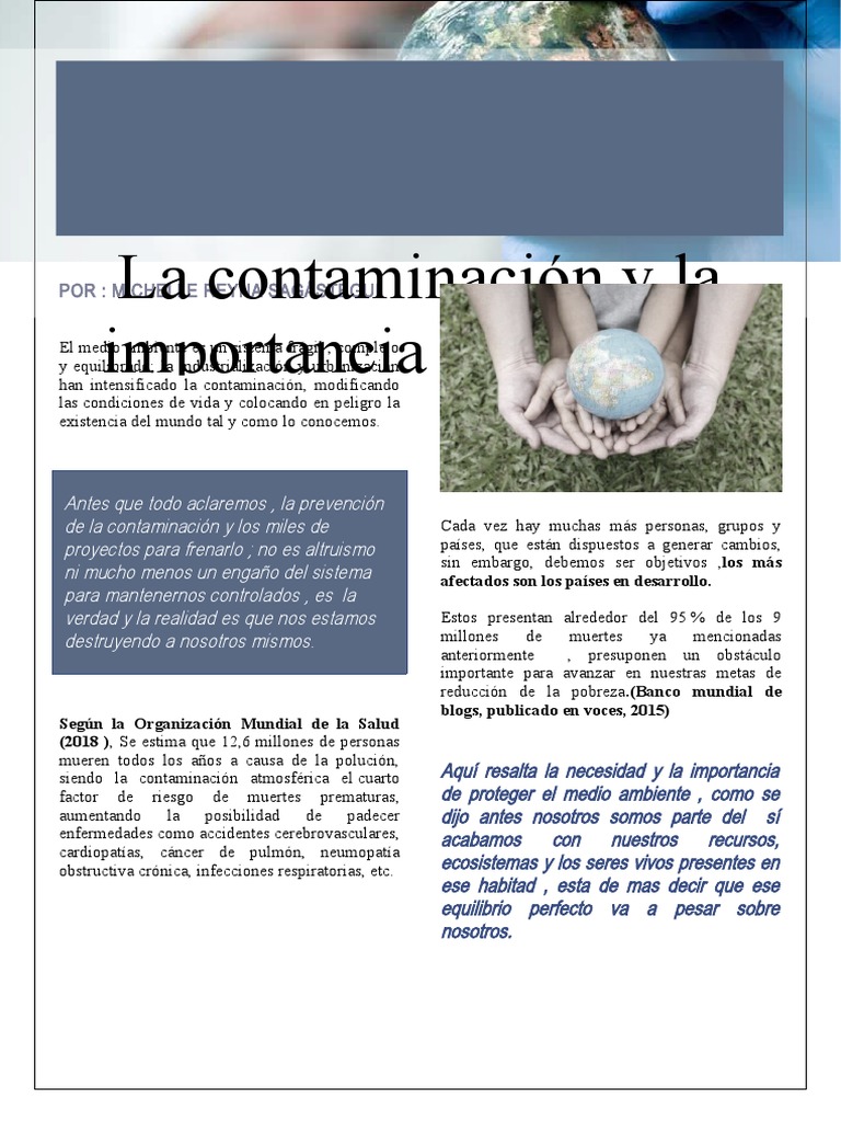 Artículo - La Contaminación y La Importancia de Frenarlo - Ciencias ...
