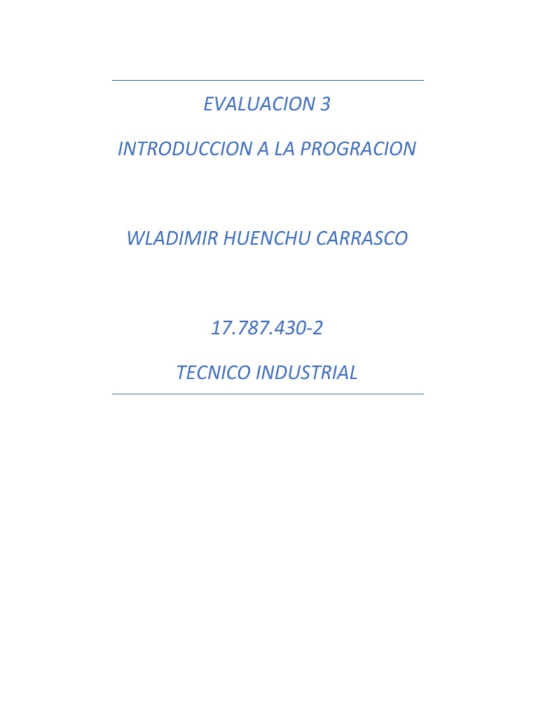 Evaluacion 3 Introduccion A La Programacion | PDF | Informática | Ciencias de la Computación