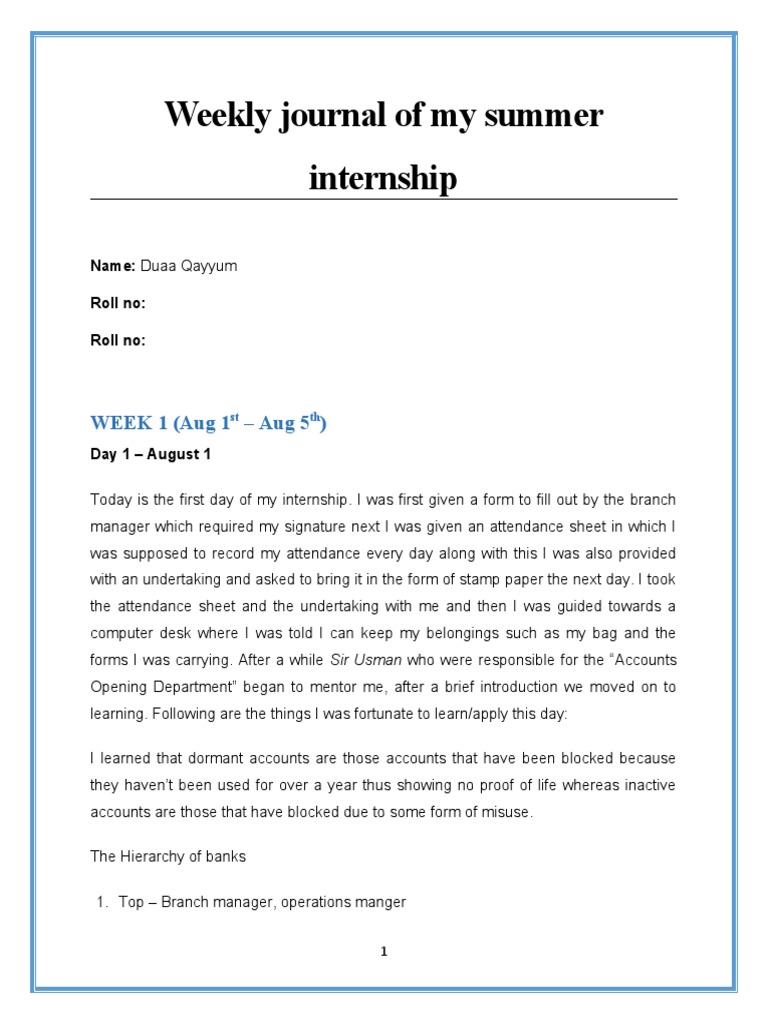 Internship Journal | PDF | Cheque | Banks