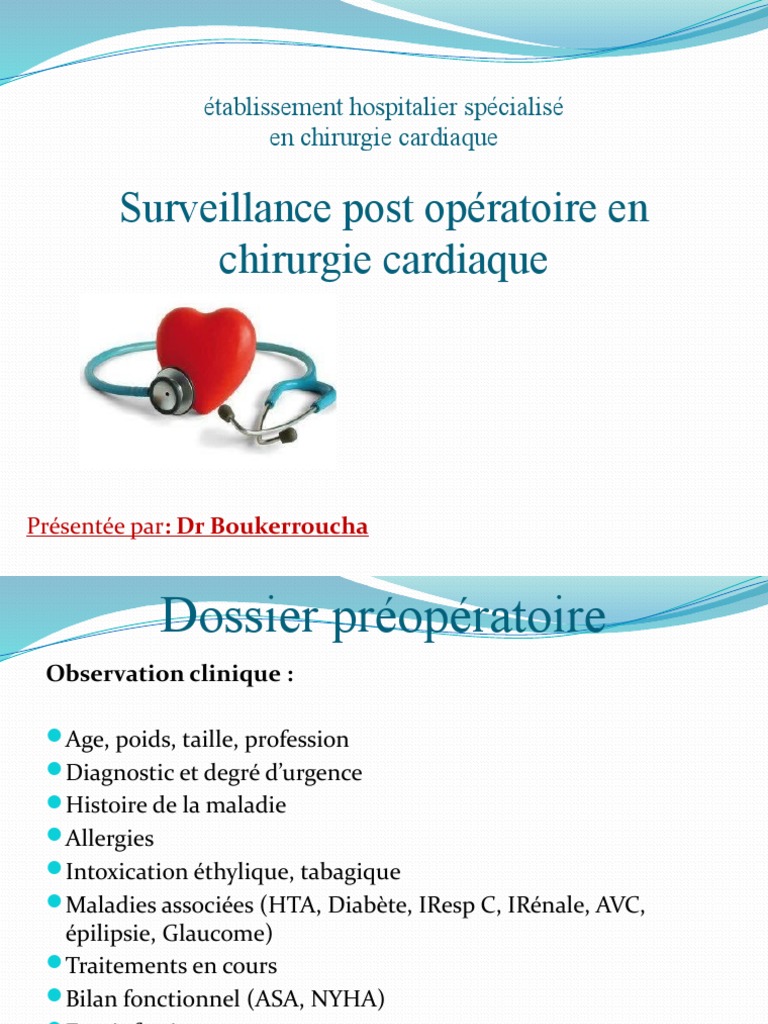 Surveillance Post Opératoire en Chirurgie Cardiaque 14 | PDF | Causes ...