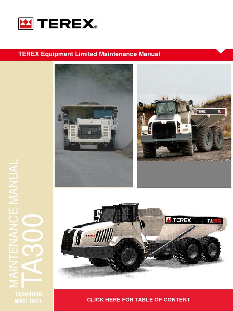 TEREX Equipment Limited Maintenance Manual: Click Here For Table of ...