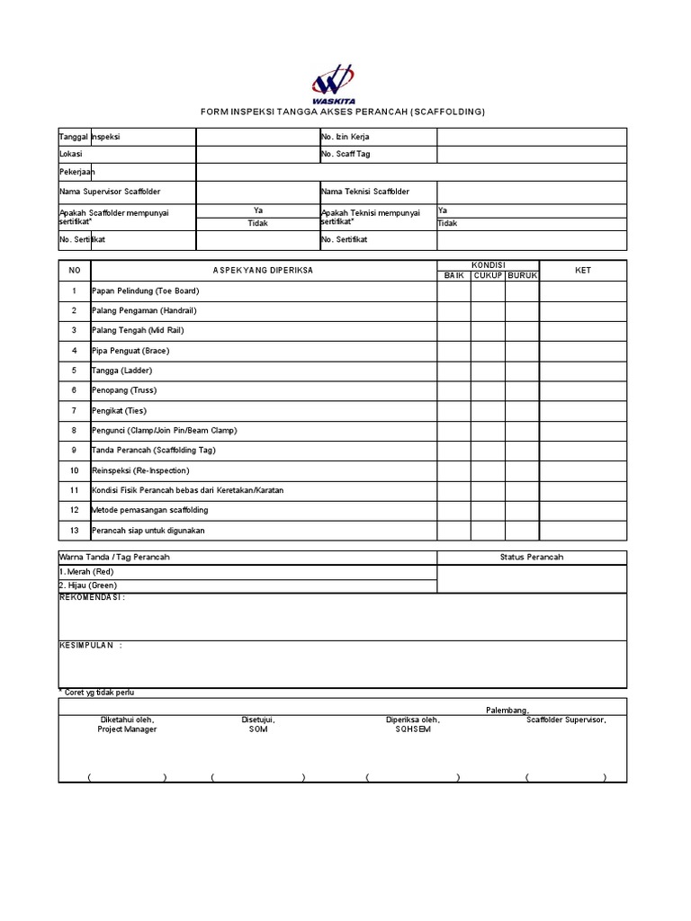 Checklist Scaffolding | PDF