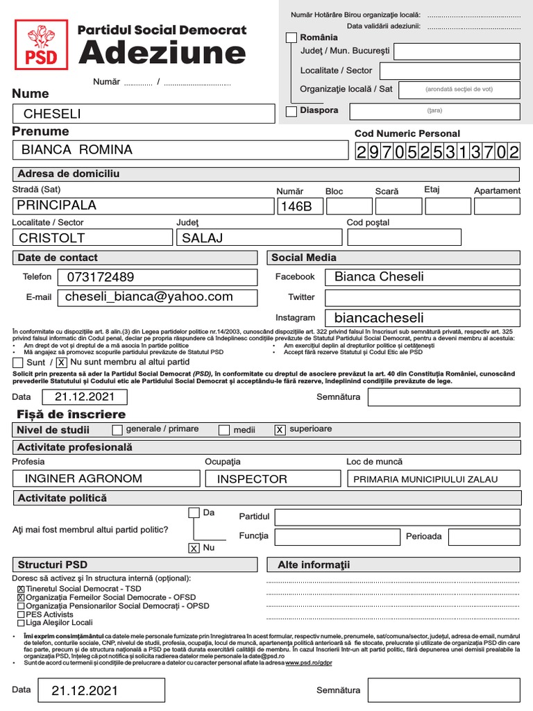 Adeziune PSD - 2021 | PDF