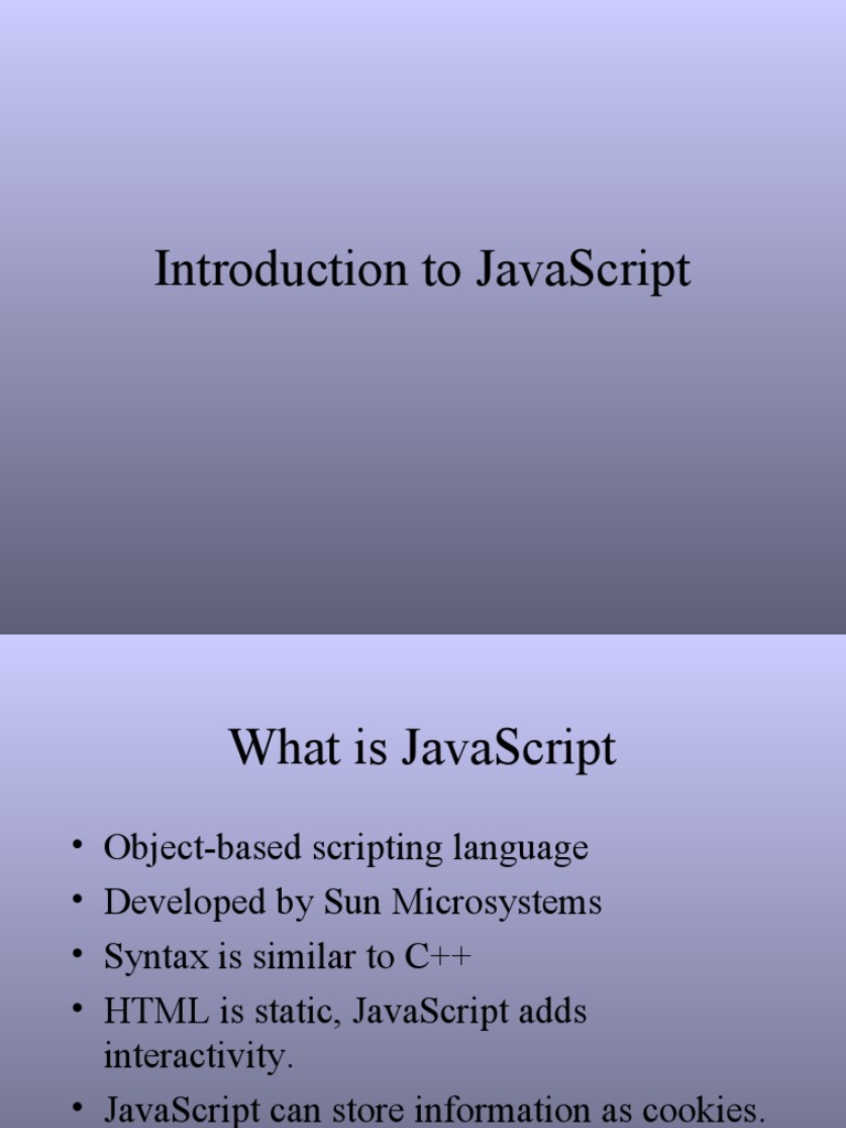 Intro To Javascript | PDF | Java Script | World Wide Web