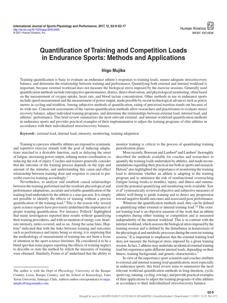 Quantification of Training and Competition Loads | PDF | Stress ...