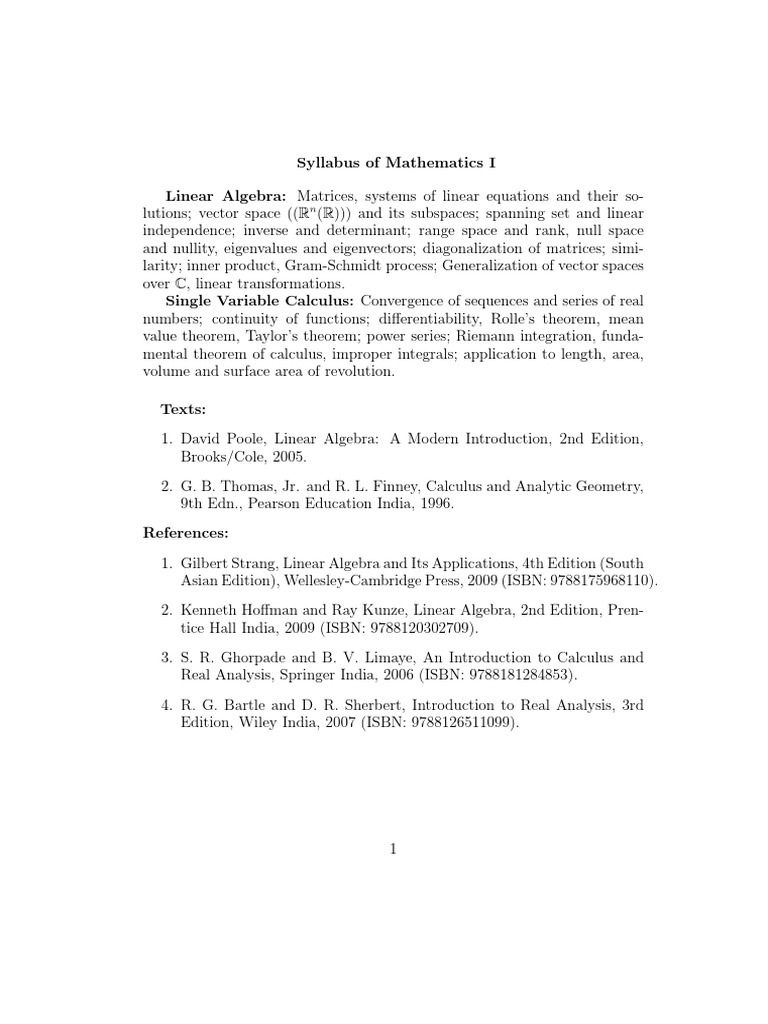 Syllabus MA101 | PDF | Teaching Methods & Materials