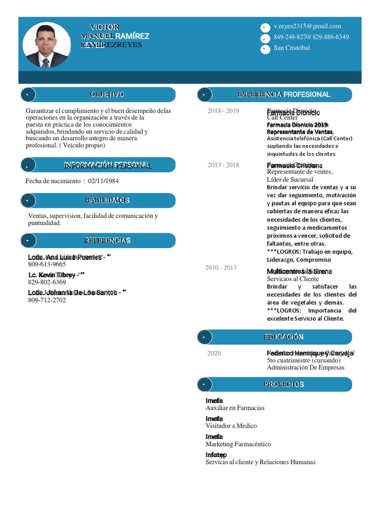 Resumen de experiencia profesional de Victor Manuel Ramírez Reyes en ventas, servicio al cliente ...