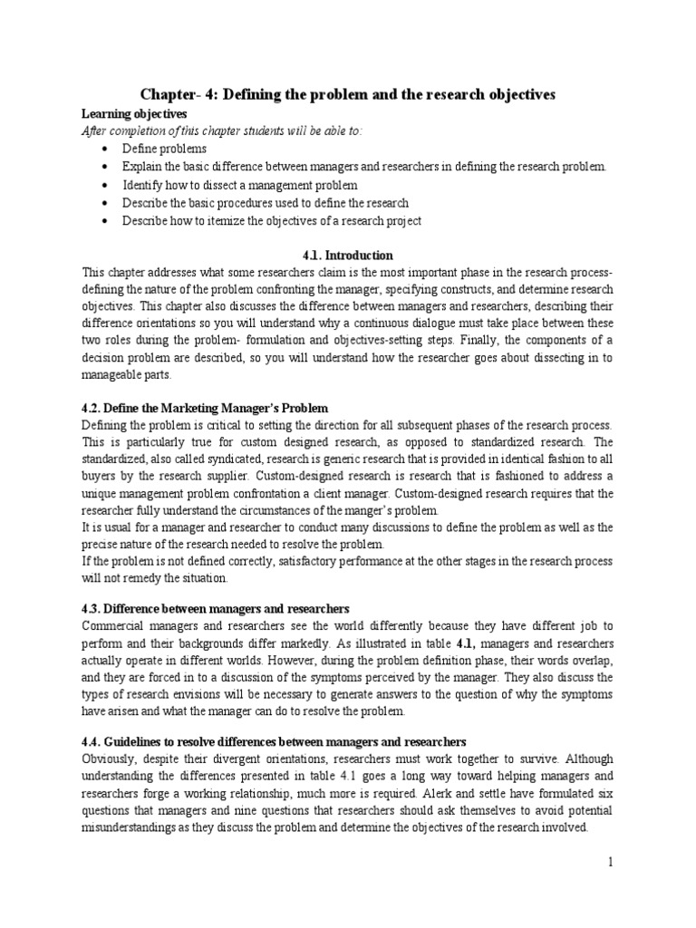 Defining Research Problems and Objectives | PDF | Brand | Information