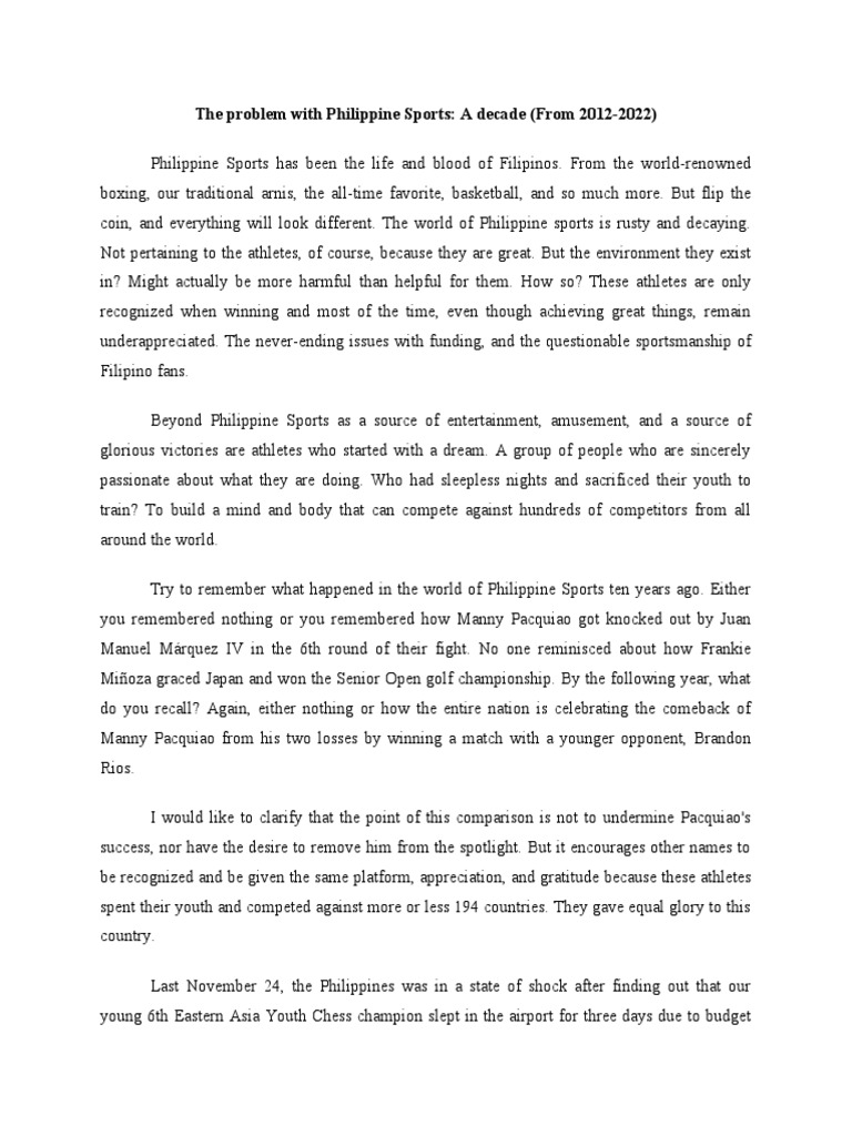 Sports - Column - The Problem With Philippine Sports - Angel Ramos ...