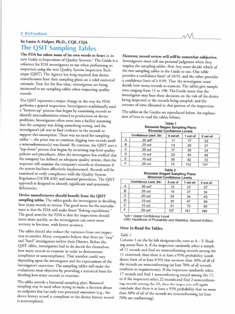 How to read Binomial Sampling Plan | PDF
