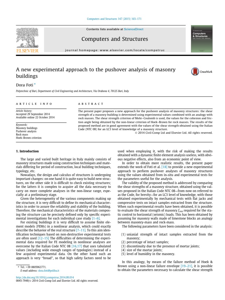 New Pushover Analysis of Masonry | PDF | Strength Of Materials | Stress (Mechanics)