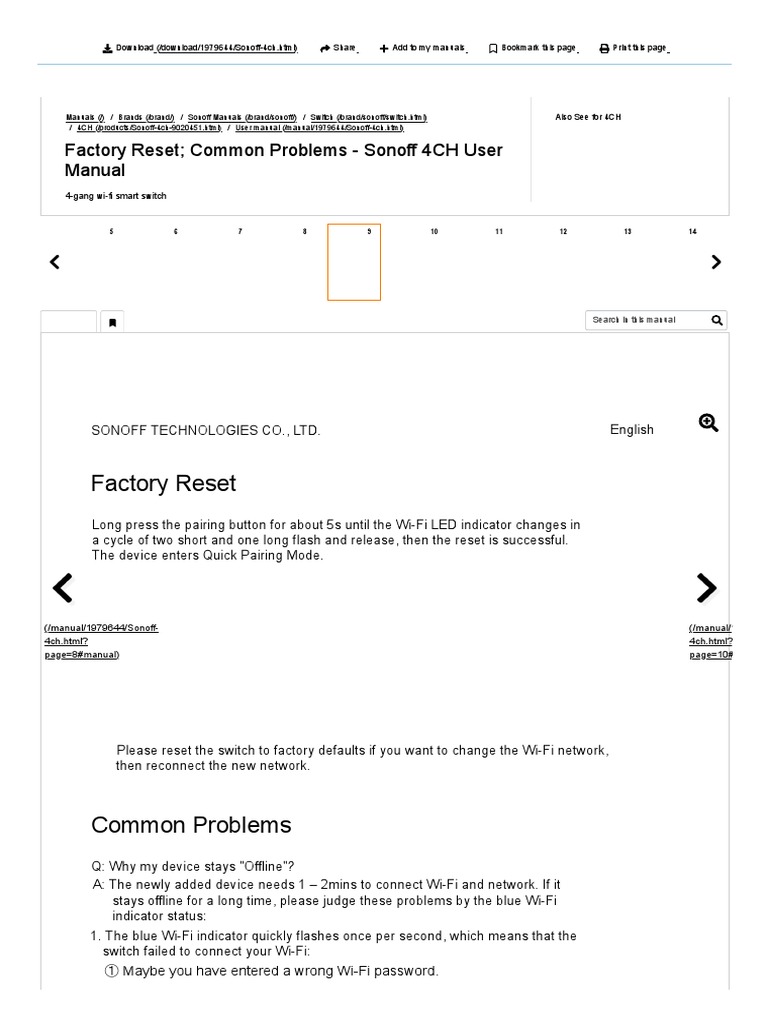 Factory Reset Common Problems - Sonoff 4CH User Manual (Page 9 ...