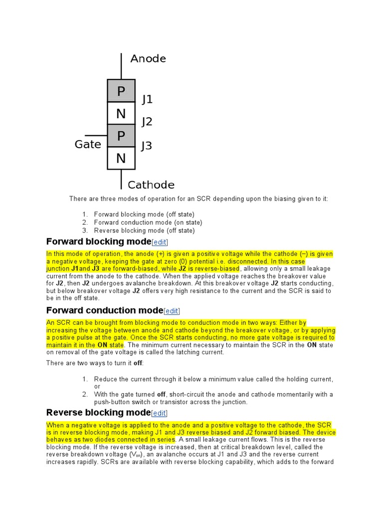 Forward Blocking Mode | PDF | P–N Junction | Electrical Equipment