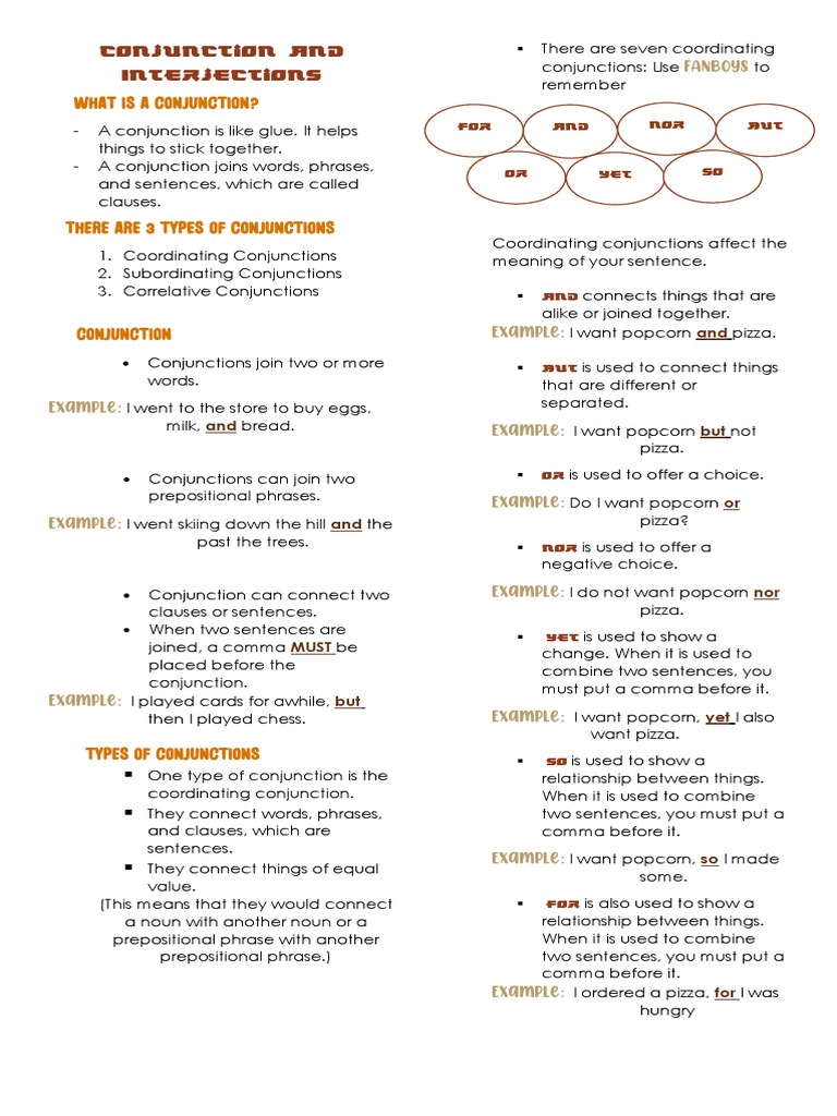 Conjunction and Interjections | PDF | Semantics | Syntax