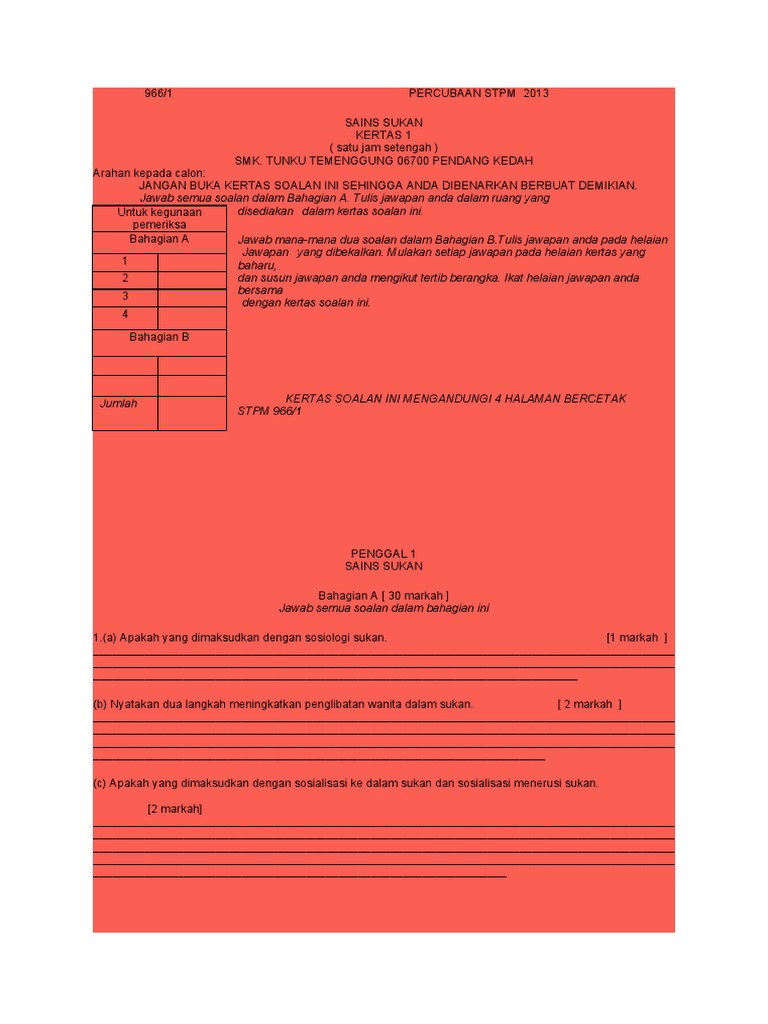 Soalan SSK Penggal 1 | PDF
