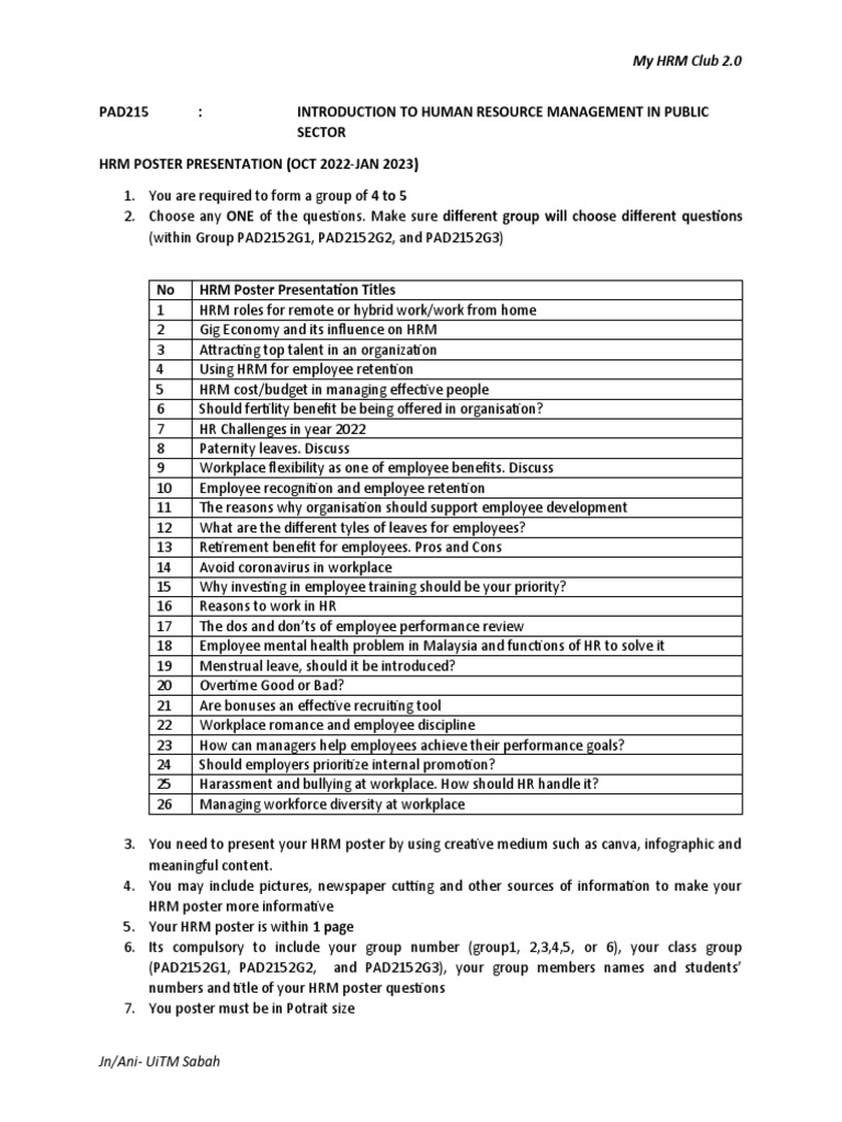 Pad215 GRP Project Poster Presentation | PDF | Human Resource ...