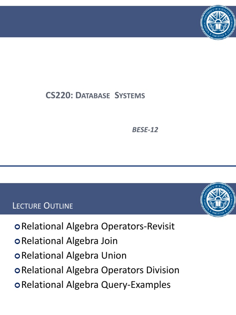 Relational Algebra in Database Systems | PDF | Computers | Technology ...