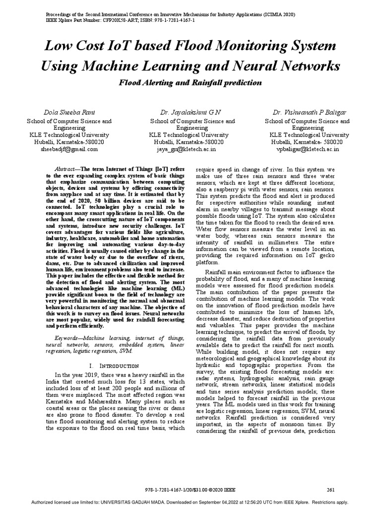 Low Cost IoT Based Flood Monitoring System Using Machine Learning and ...