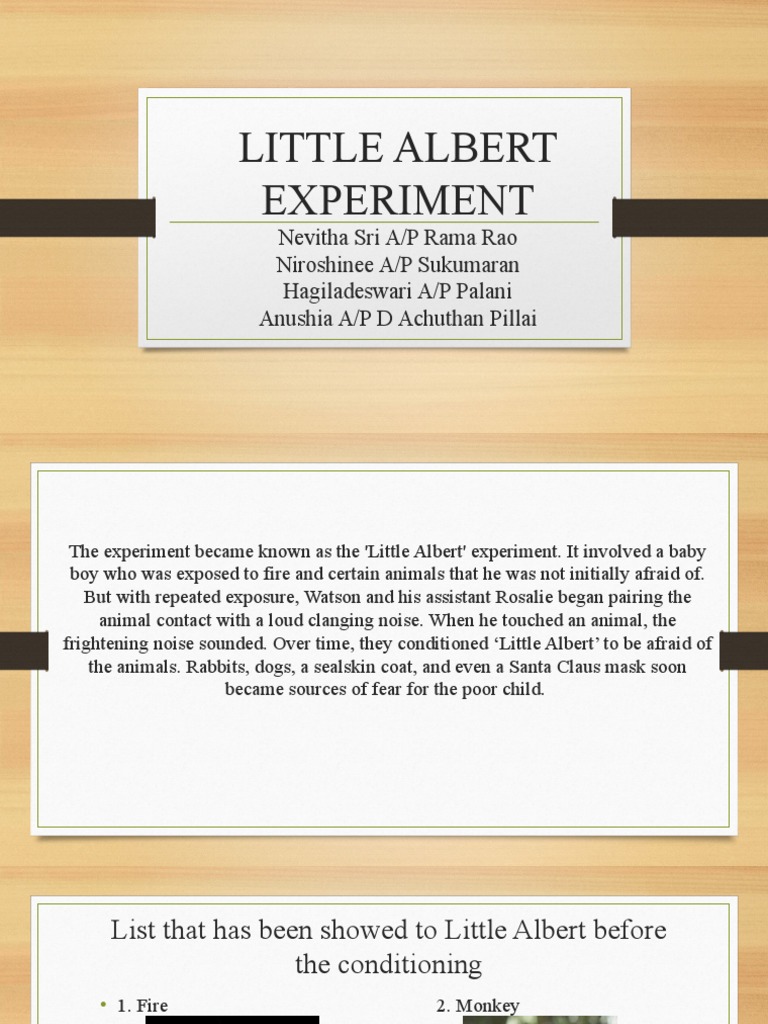 The Little Albert Experiment | PDF