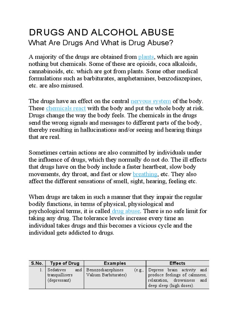 Drugs and Alcohol Abuse | PDF | Reward System | Dopamine