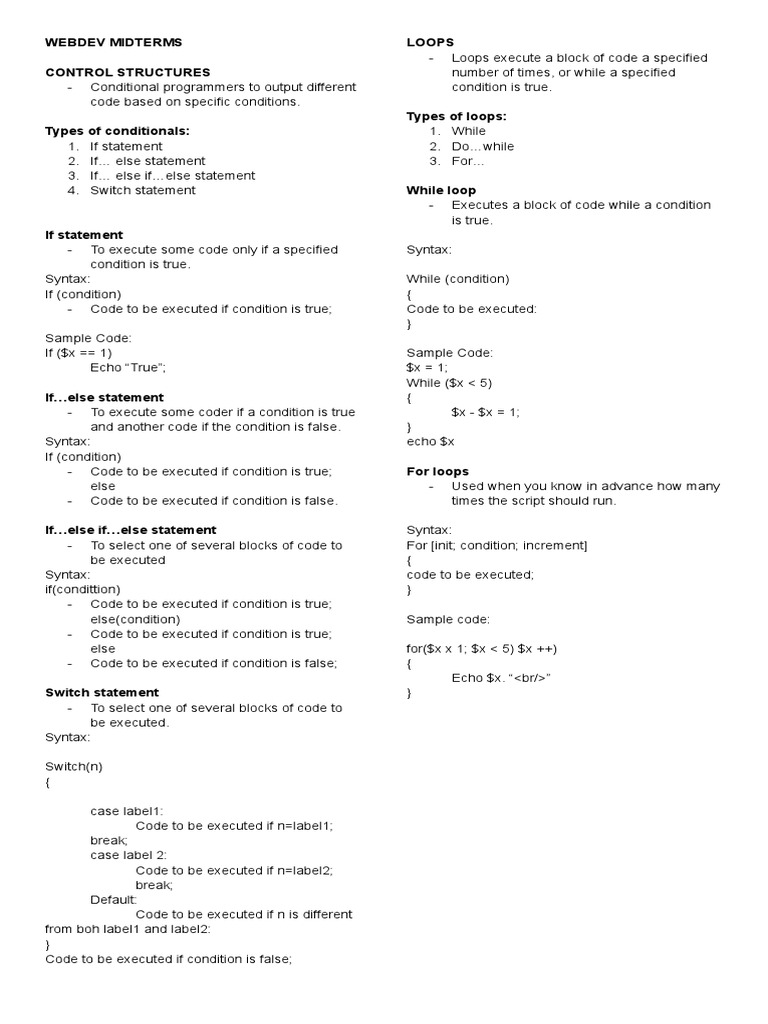 WBDV Midterms | PDF | Control Flow | Software