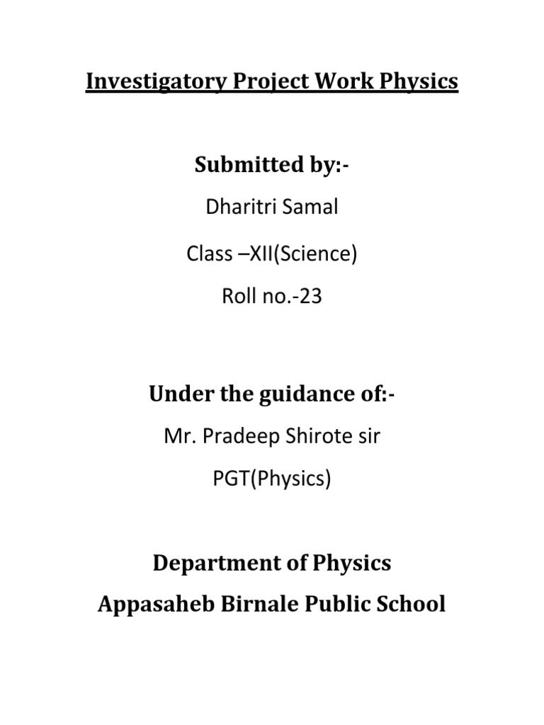 Investigatory Project Work Physics-1 | PDF | Inductor | Alternating Current