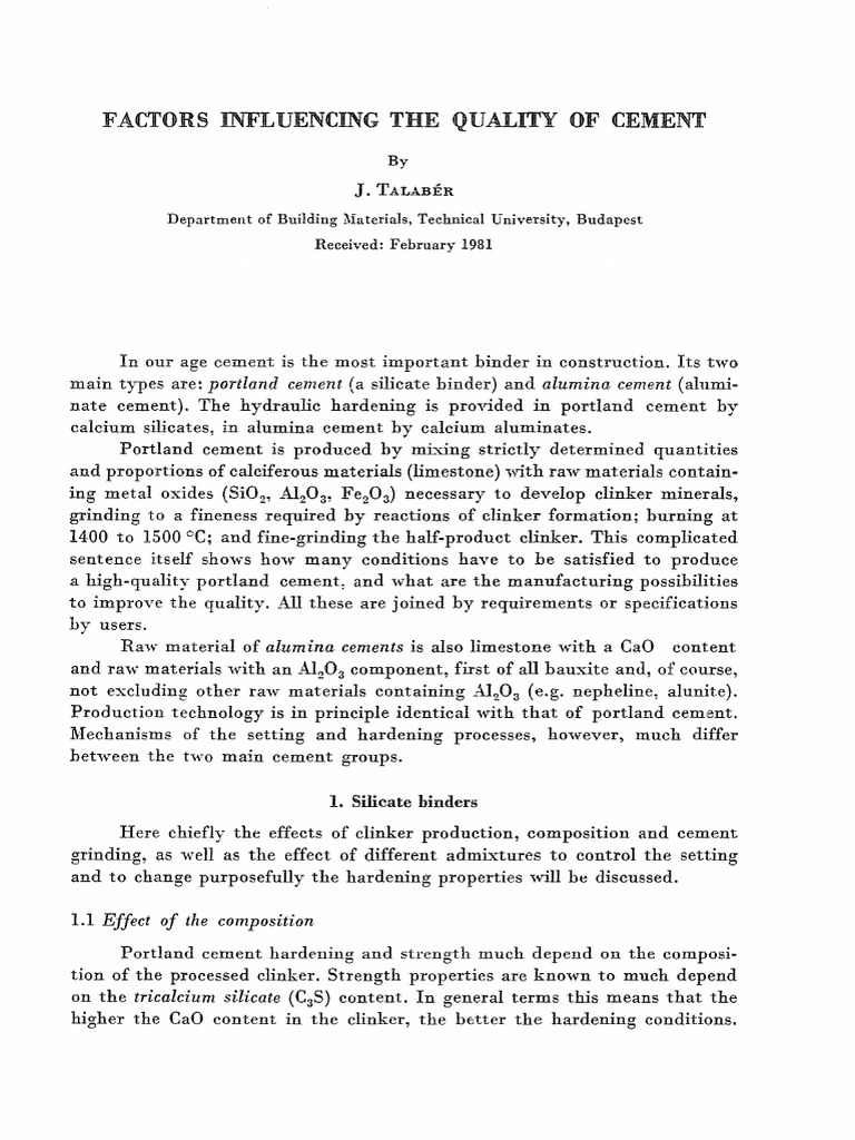 Factor Affecting Cement Strength | PDF | Cement | Concrete