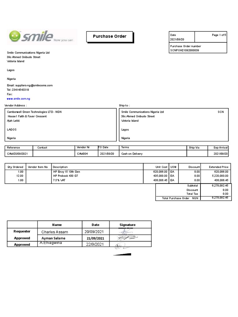 CAM HP Laptops PO Sep 2021 | PDF