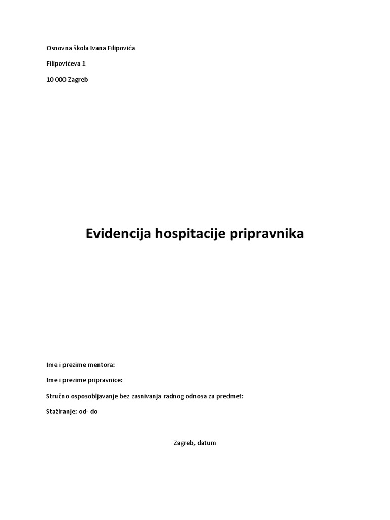 Pripravnici Evidencija | PDF