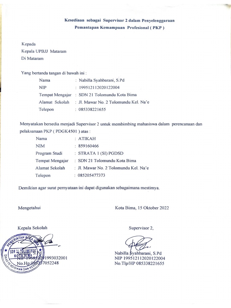 Contoh Lembar Pengesahan Supervisor 2 | PDF