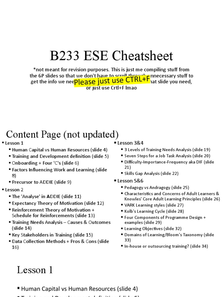 B233 ESE Cheatsheet | PDF | Learning | Behavior