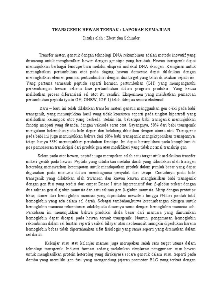 Transgenik Hewan Ternak - Ringkasan | PDF