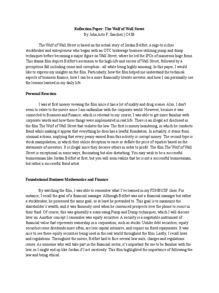 Insights from The Wolf of Wall Street | PDF | Stocks | Investing
