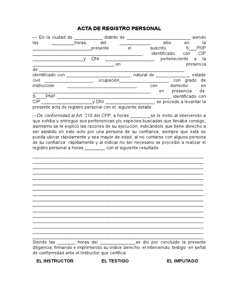 Modelo de Actas de Intervencion Policial - Peru | PDF | Gobierno | Justicia