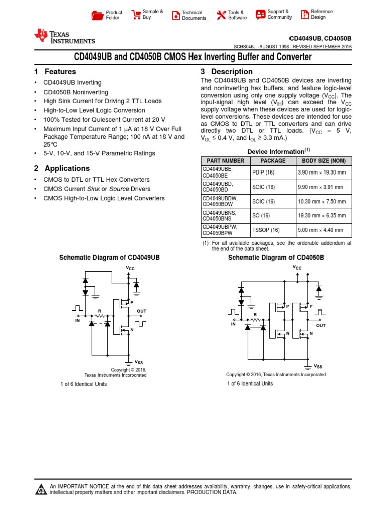 CD 4049 Be | PDF | Electrostatic Discharge | Cmos