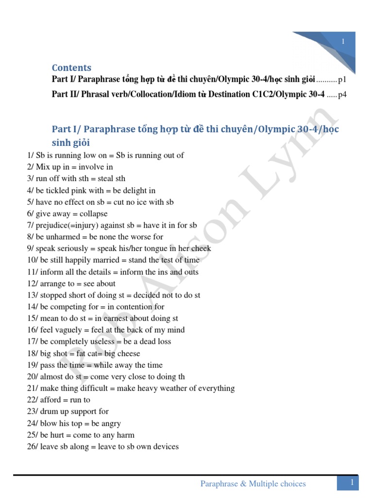 Cấu trúc paraphrase | PDF