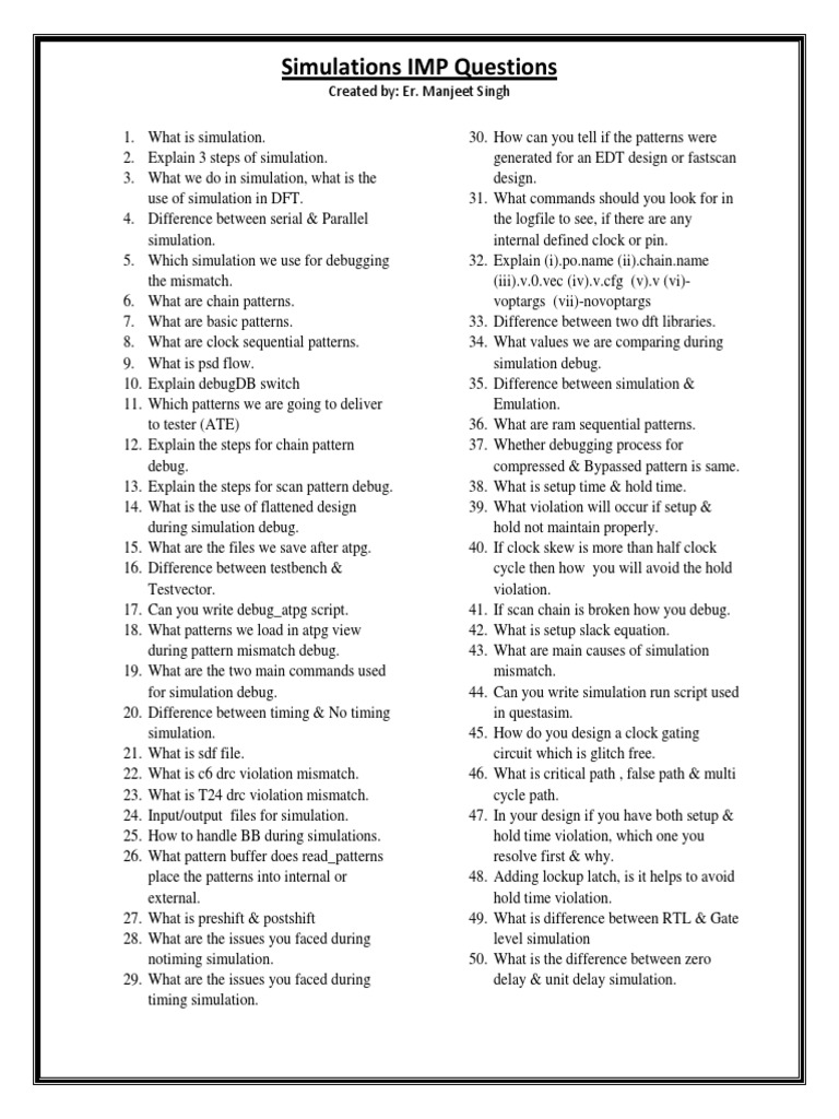 Simulations Imp Questions | PDF | Electrical Engineering | Computing