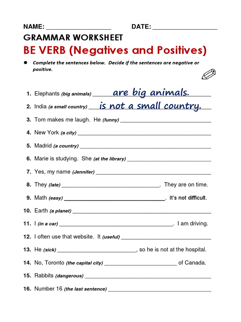 Verb "To Be" Positive and Negative Exercises | PDF | Technology ...