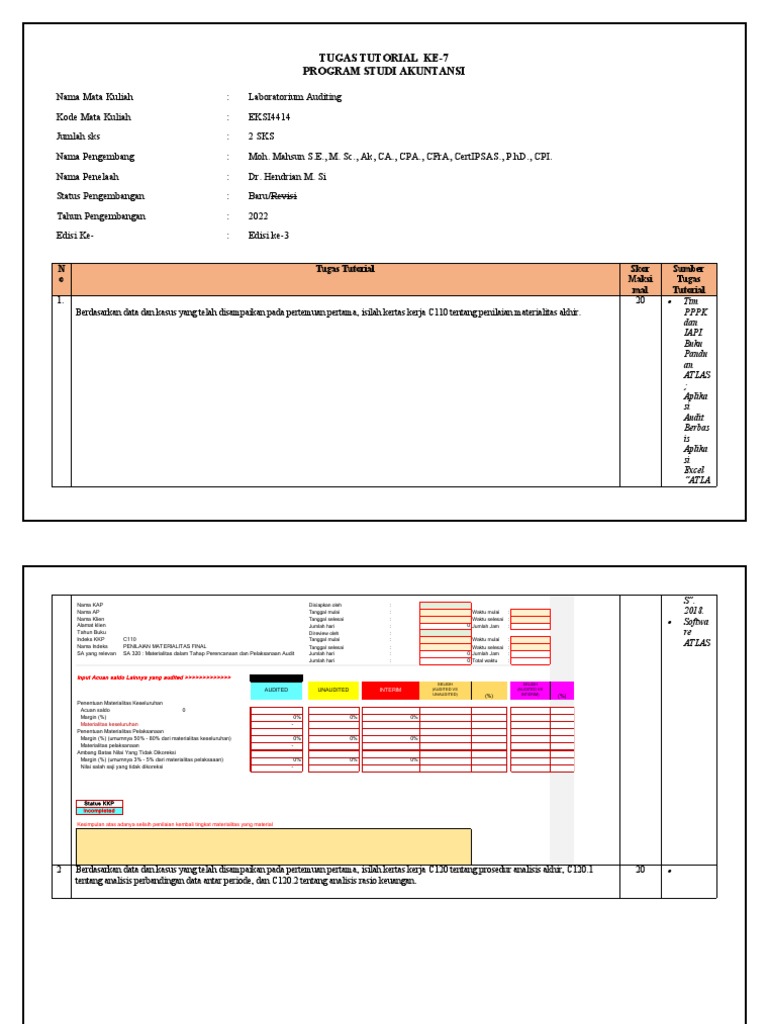 Tugas 7 TUTORIAL LAB AUDIT | PDF