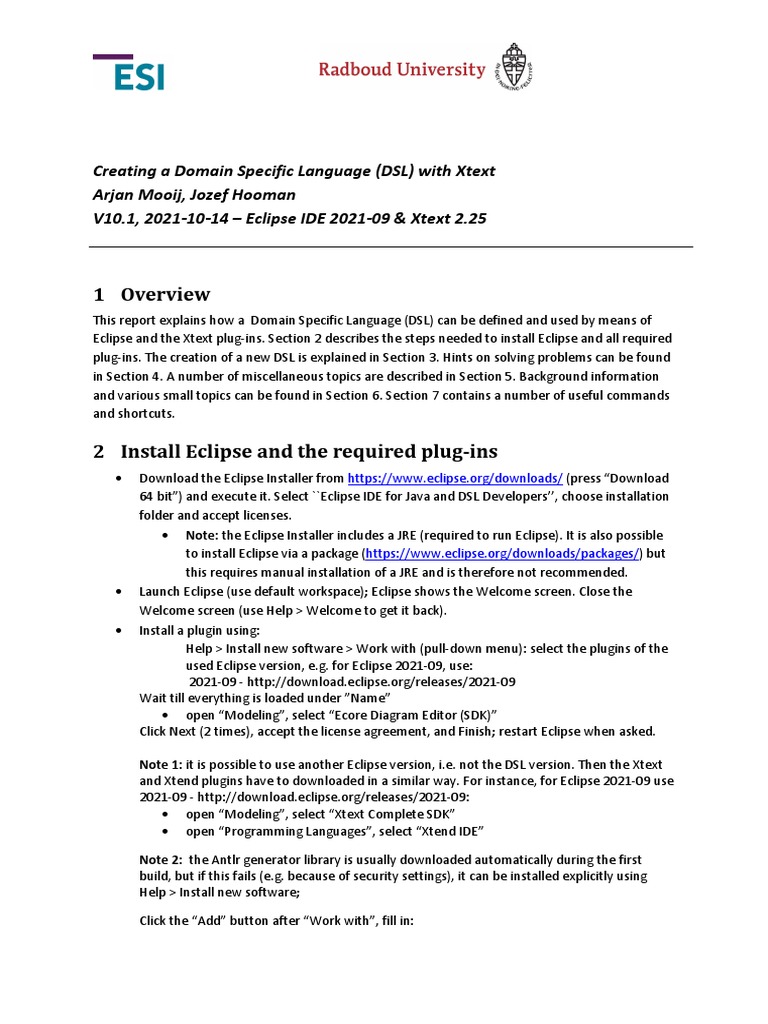 Creating A Domain Specific Language (DSL) With Xtext | PDF | Eclipse ...