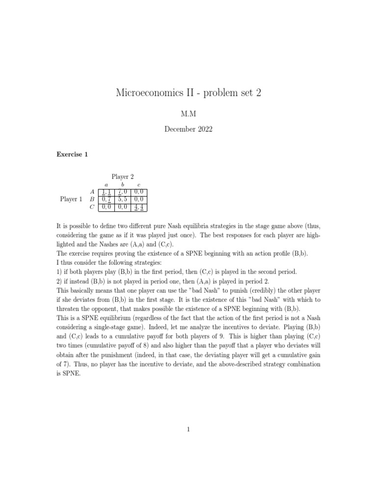 Microeconomics Game Theory Advanced | PDF | Game Theory | Mathematical ...