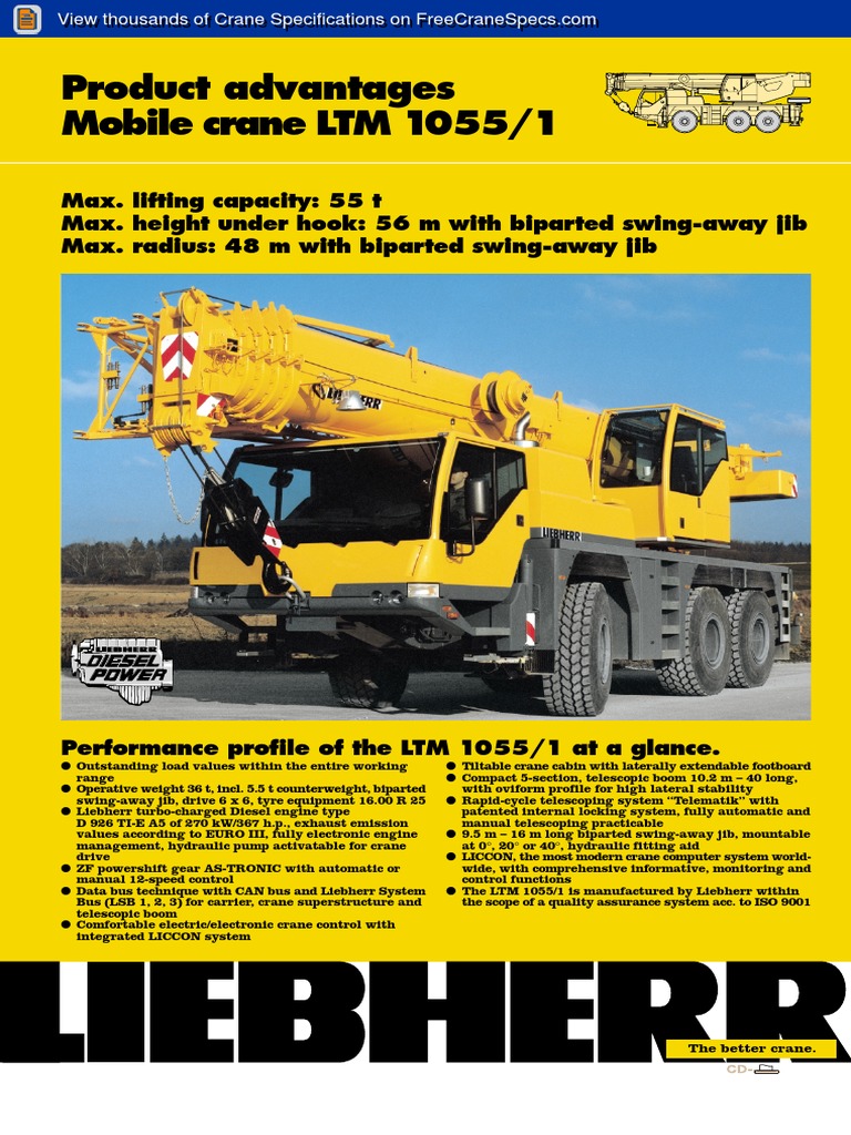 Liebherr LTM 1055 1 | PDF | Crane (Machine) | Truck
