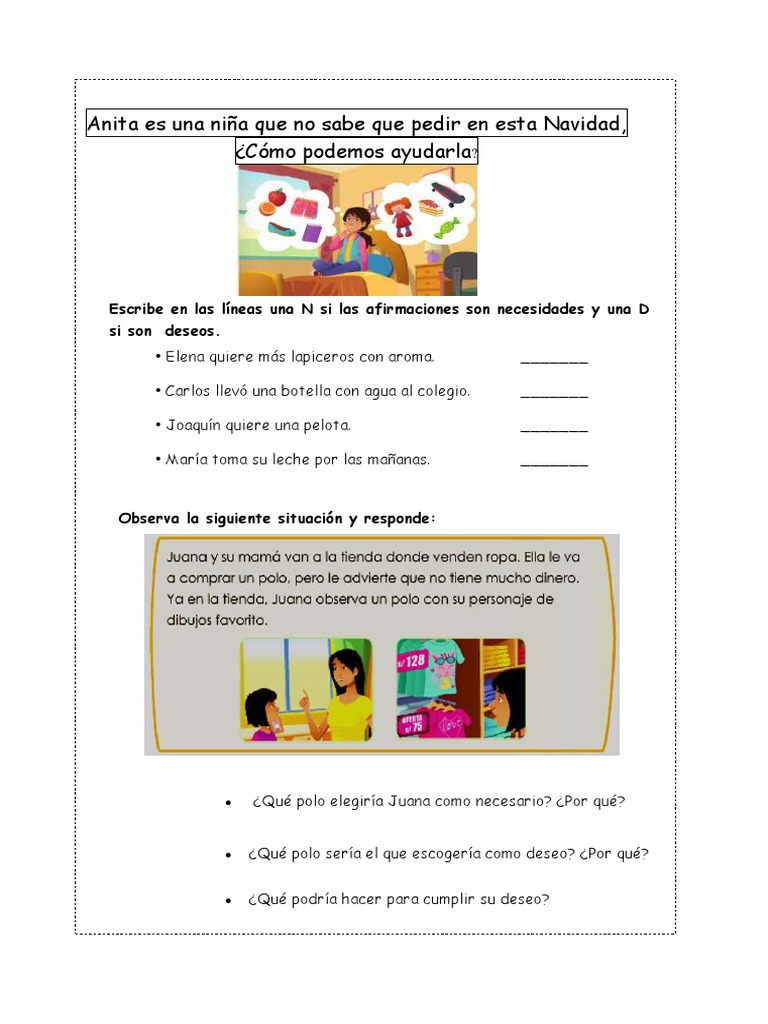 Ficha 07 Deseos y Necesidades | PDF