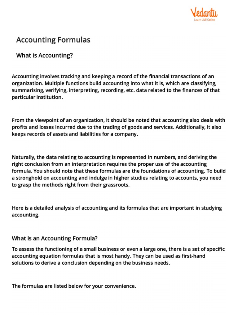 Accounting Formulas | PDF