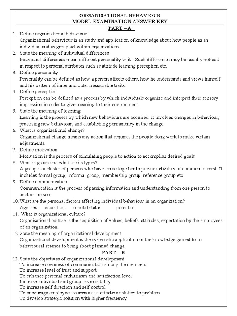 KD21C Model Answer Key | Download Free PDF | Behavior | Perception