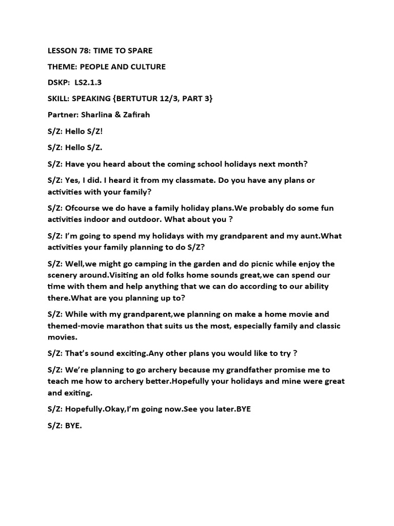 English Speaking Task Pdf